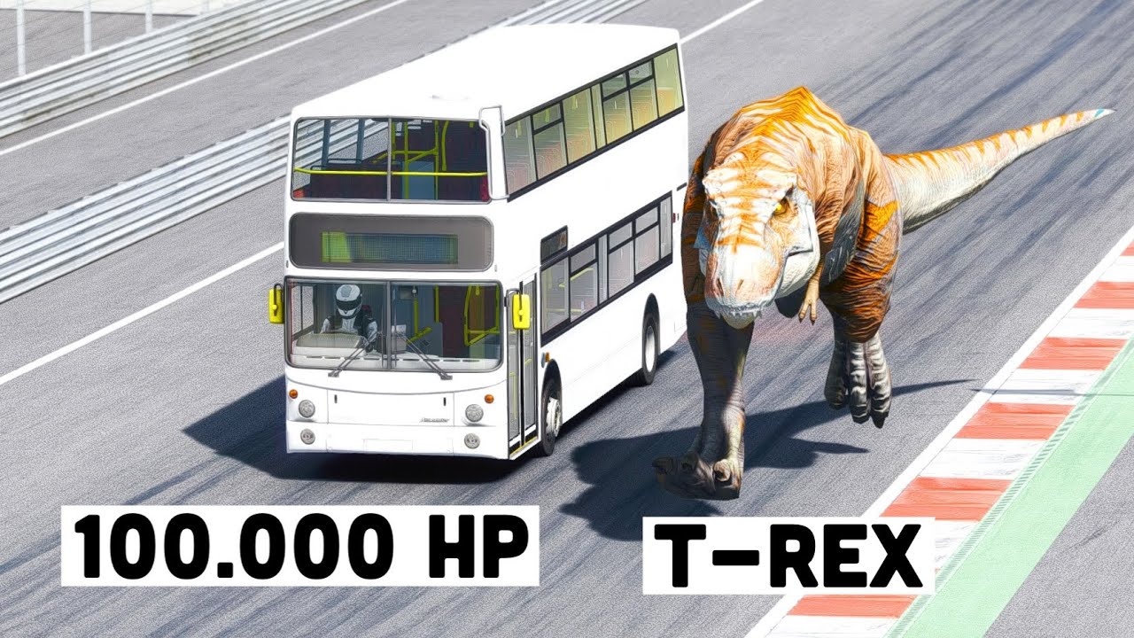 100.000 HP BUS vs Tyrannosaurus Rex at Special Stage Route X - YouTube