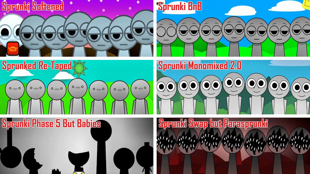 Mix all Sprunki Softened vs Sprunki BnB vs Sprunked Re-Taped vs Sprunki ...