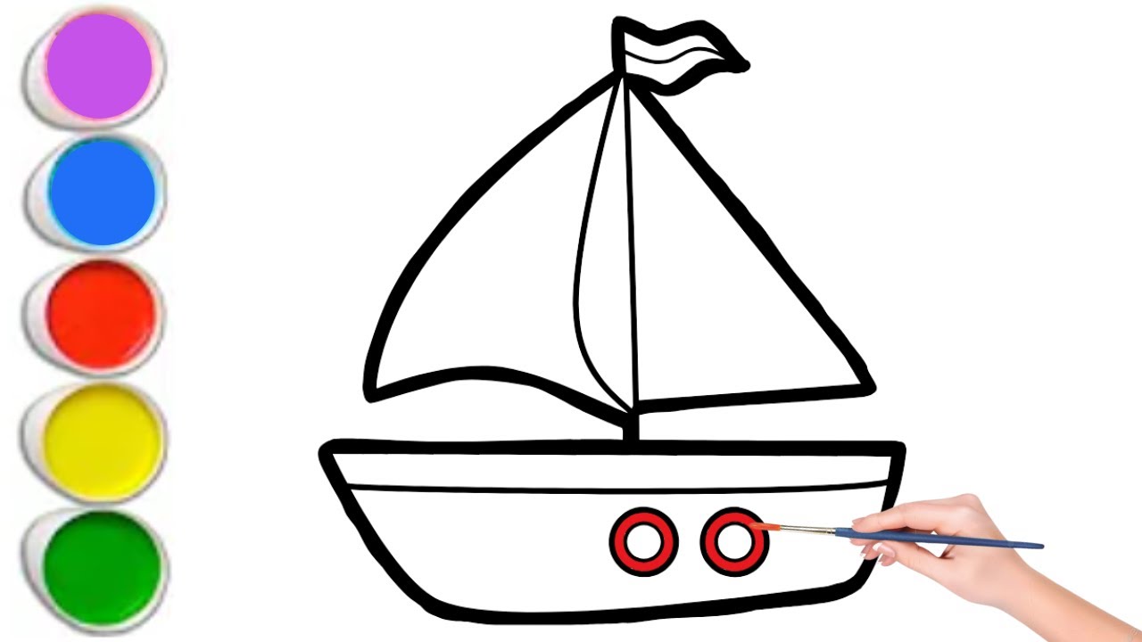 Boat Drawing and Coloring for Kids | How to Draw a Cute Boat - YouTube