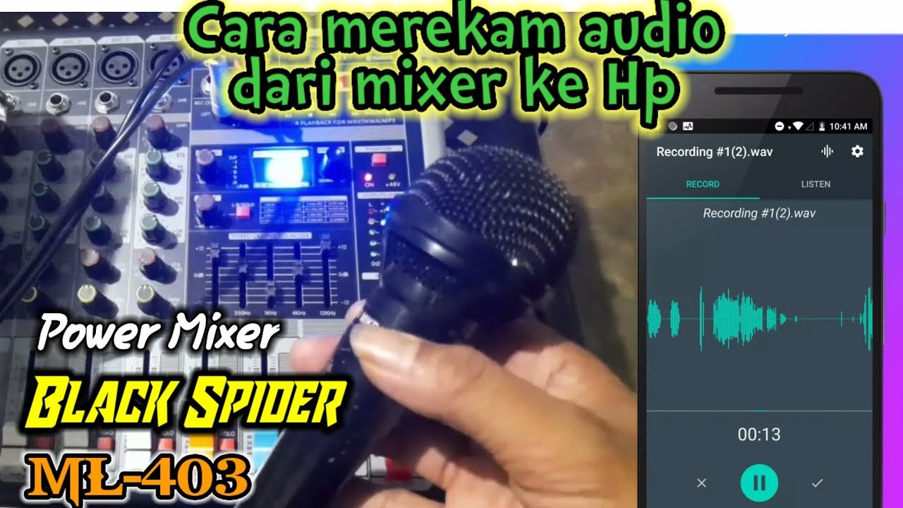 Cara merekam audio dari mixer ke hp || Power mixer Blackspider ML 403 ...