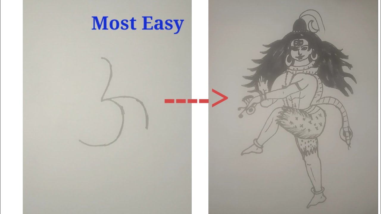 How to draw Mahadev from Om | easy Drawing of Mahadev step by step ...