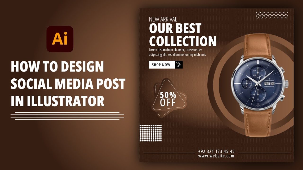 Adobe Illustrator | A stunning social media post design | Step by step ...
