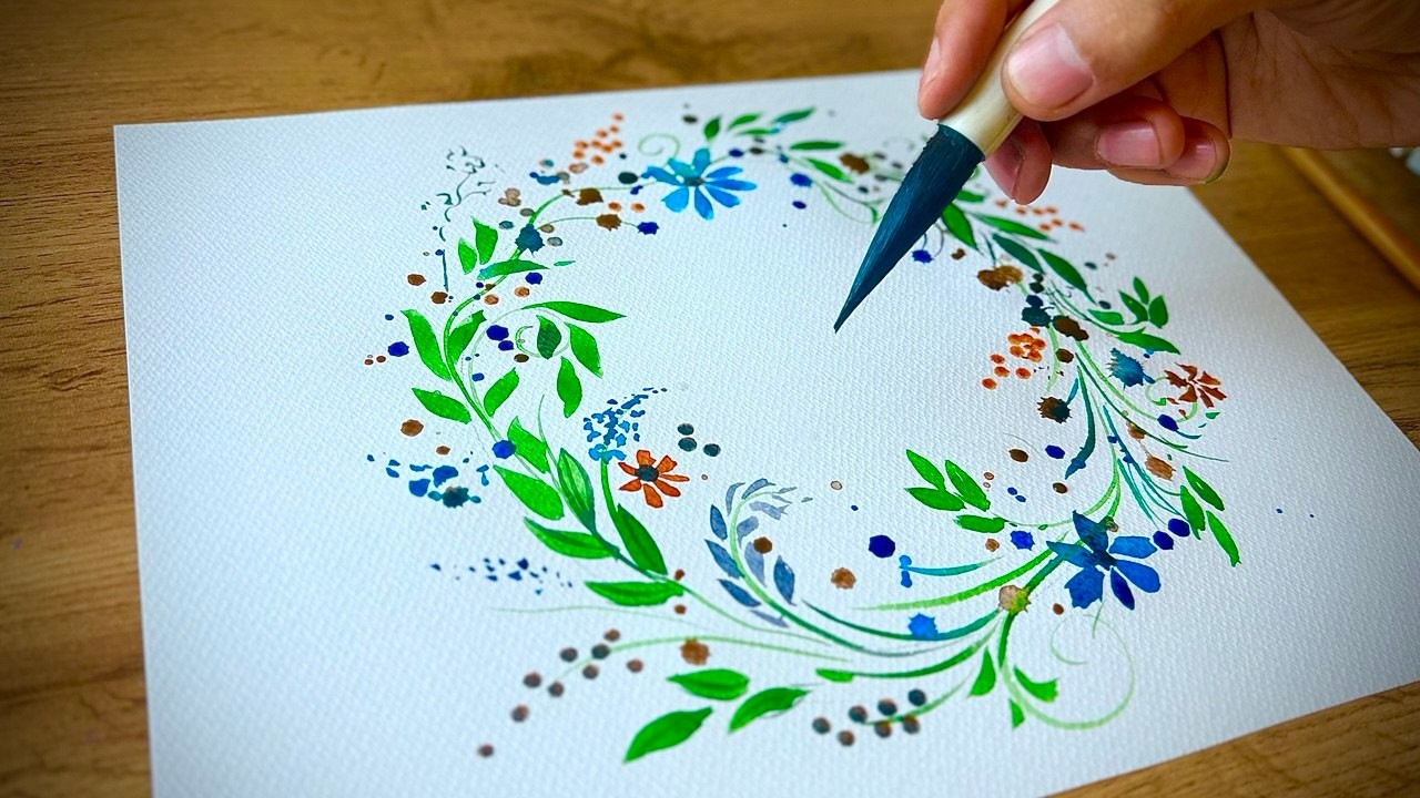 Easy Floral Wreath Drawing Tutorial in 1 Minute - YouTube