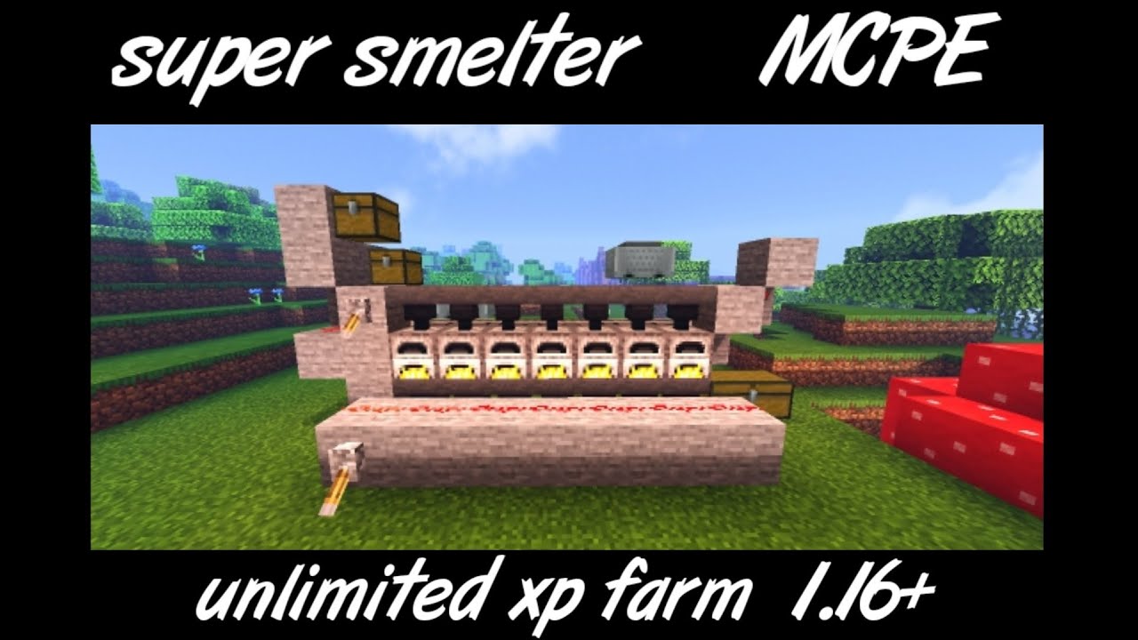 How to make SUPER SMELTER in MCPE || UNLIMITED XP FARM (MCPE/XBOX/1.16 ...