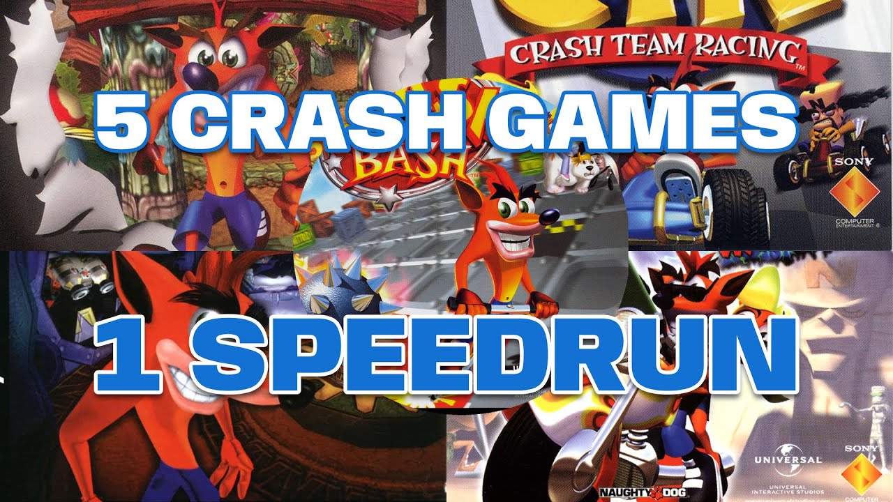 FIVE Crash Bandicoot Games in One Speedrun! - YouTube