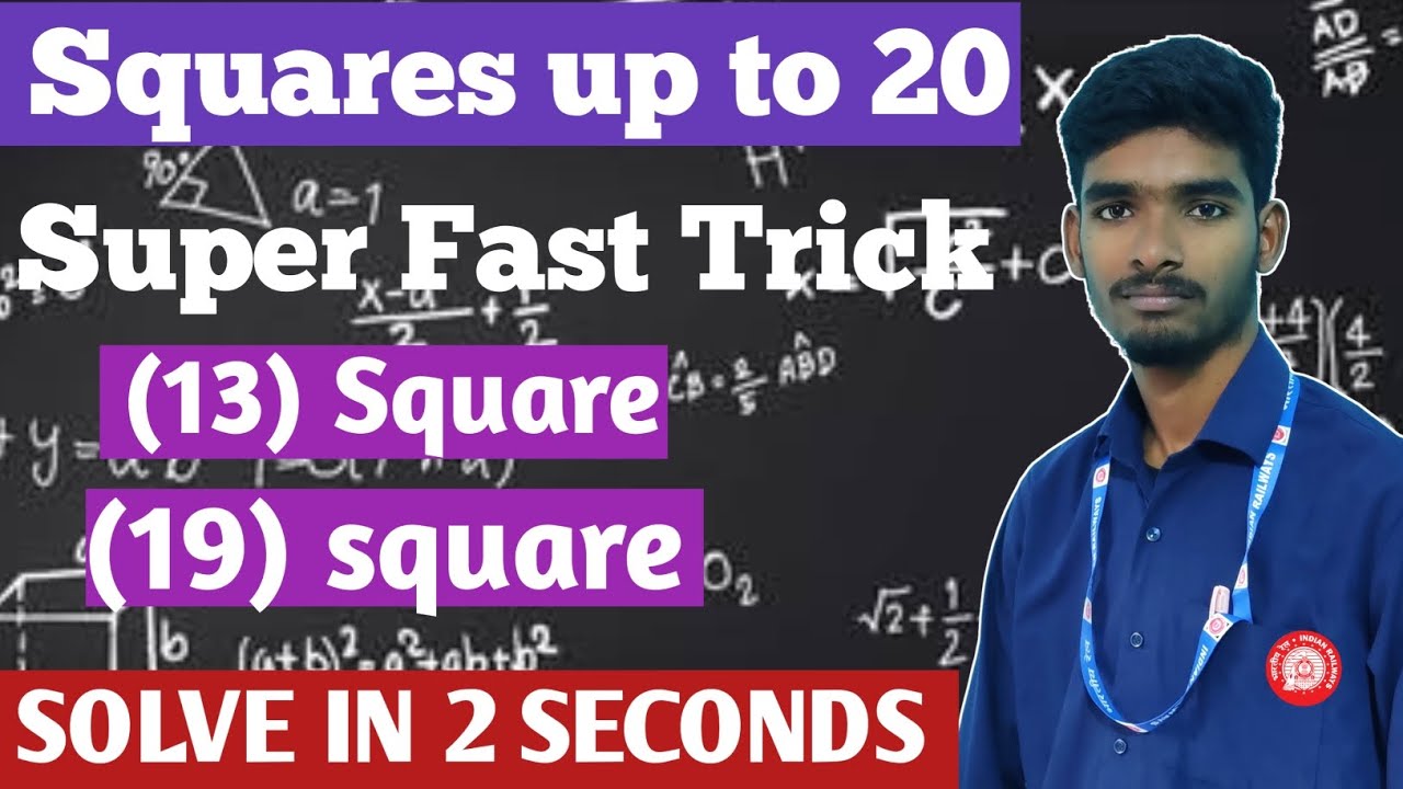 Railway Maths Square Tricks up to 20 | squares tricks Speed maths ...