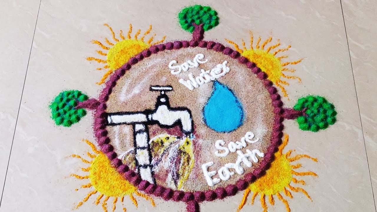 Save Water Save Earth Rangoli Art / Save Environment /Save future /Save ...