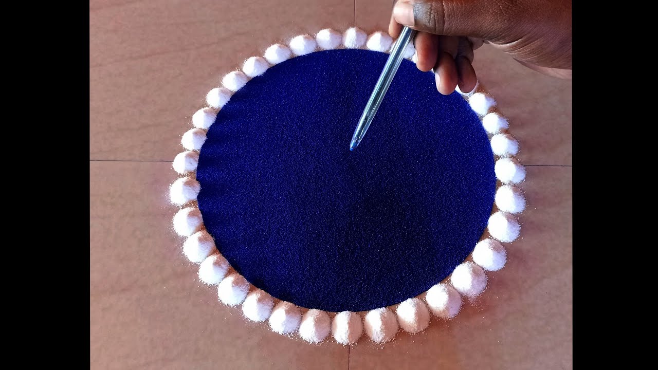 simple & Easy rangoli designs. using pen. 3 color rangoli. satisfying ...