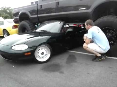 How to park your Miata under a truck - YouTube