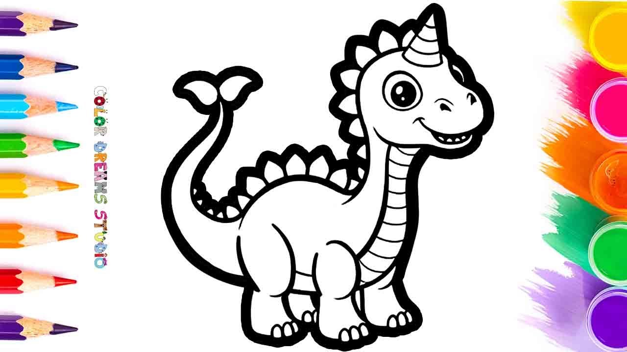 How to Draw a Cute Baby Dinosaur 🦖| Easy Drawing Tutorial - YouTube