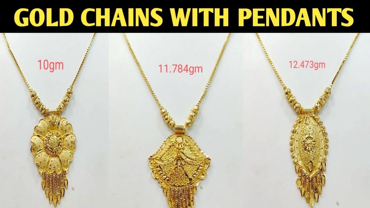 Beautiful Gold Chains with Pendants Weight 10gm-18gm, New Gold ...