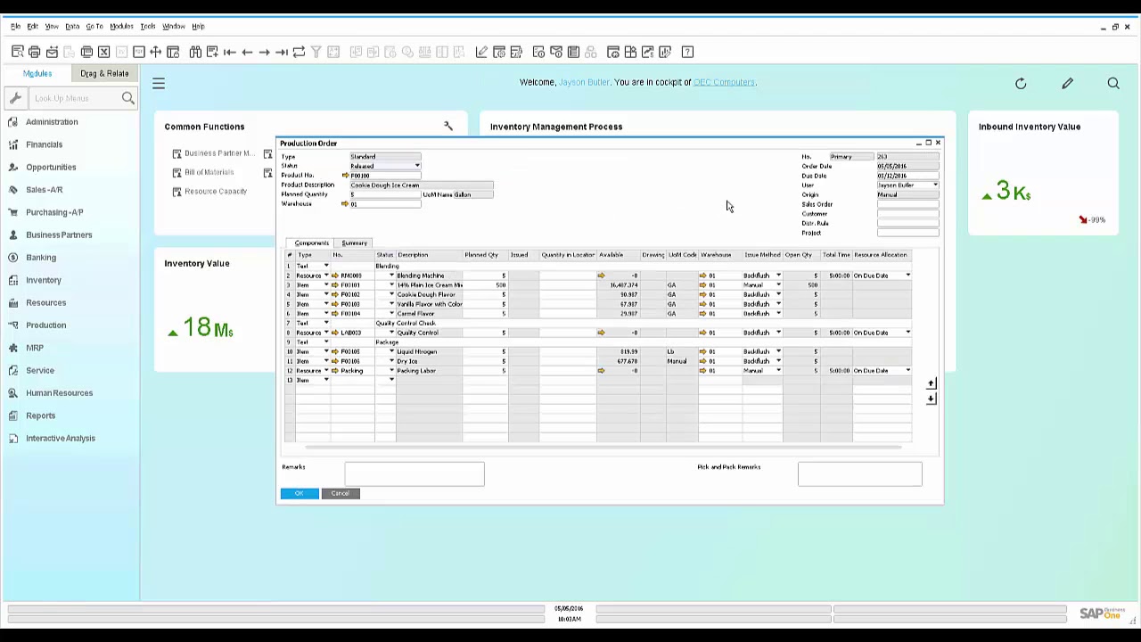 SAP Business One Production Planning - YouTube