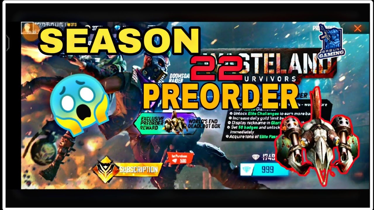 SEASON 22 PREORDER 😱 || FREE FIRE 🔥 || - YouTube