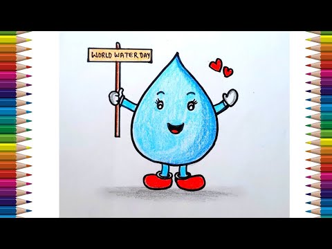 World Water Day Drawing | Easy Save water Drawing | Simple Save water ...
