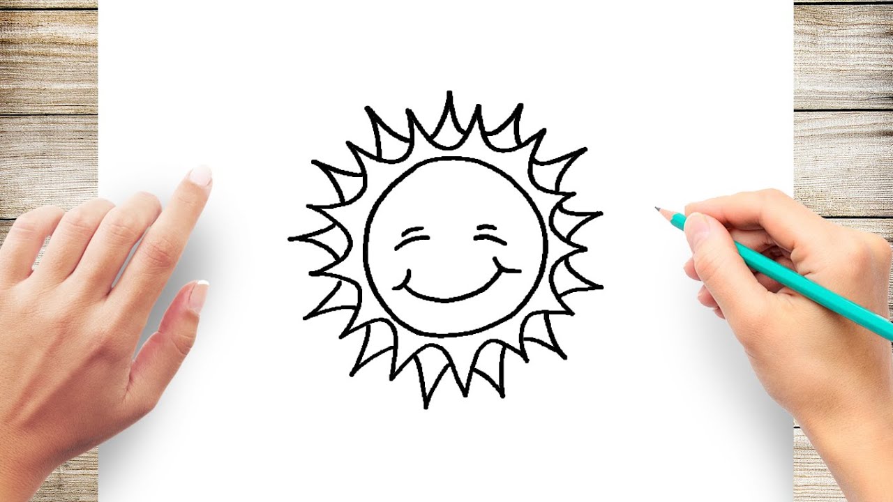 How to Draw Cartoon Smile Sun Step by Step - YouTube