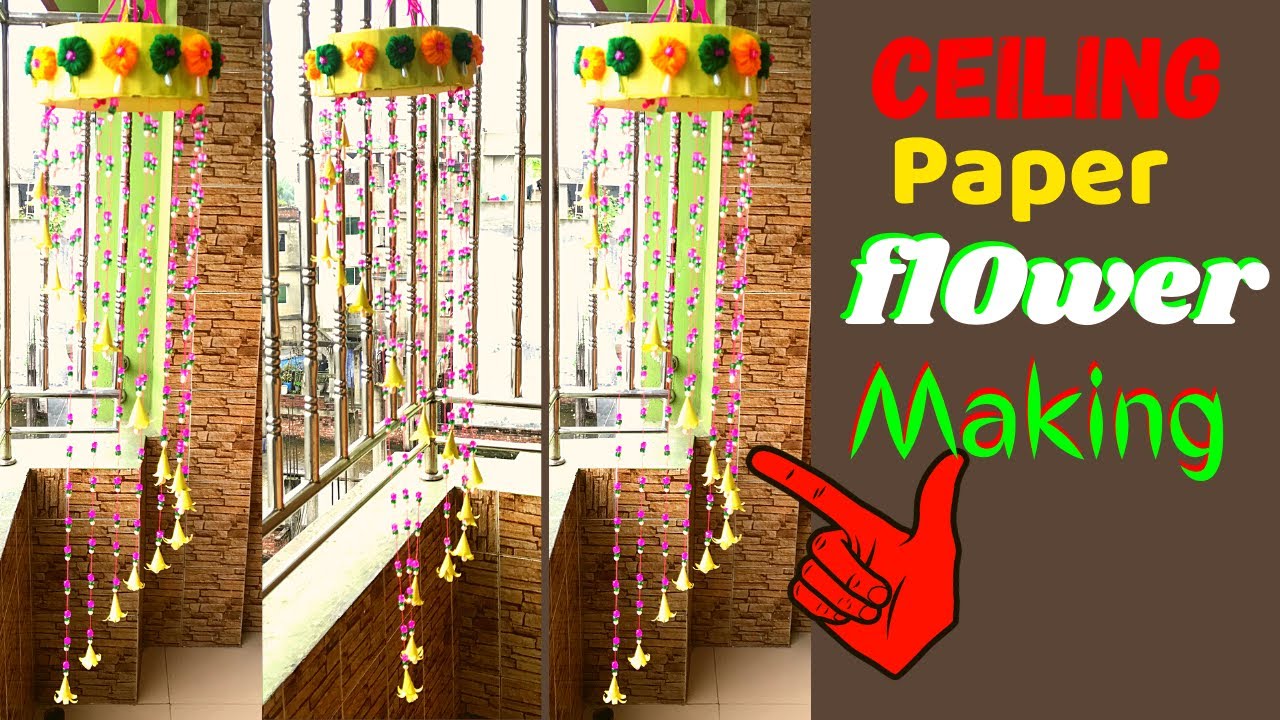 How to make a hanging flower ceiling | Diy room decor at home | PL ...
