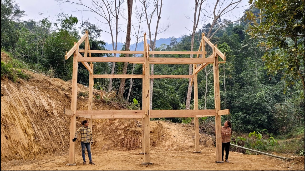 How to Build a Beautiful Wooden House for Farming, In the Deep Forest ...