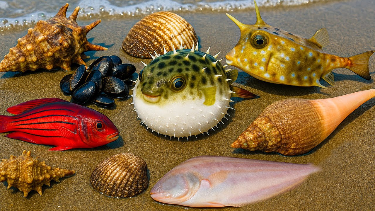 Coastal Foraging: Fish Variety, Colorful Shells and Fresh Clams - YouTube