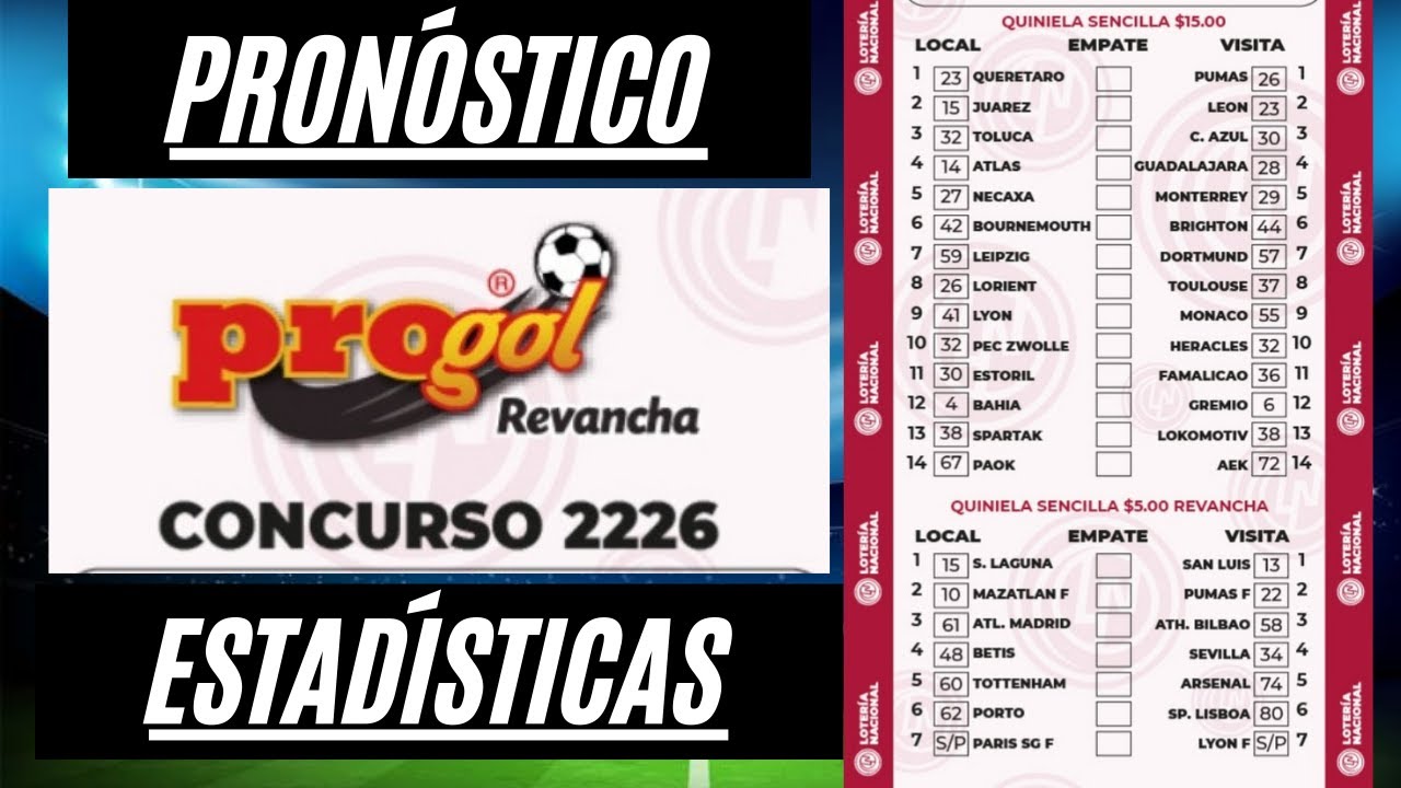 Progol #2226 Análisis Completo, Pronóstico Quiniela Sencilla y 5 Dobles ...