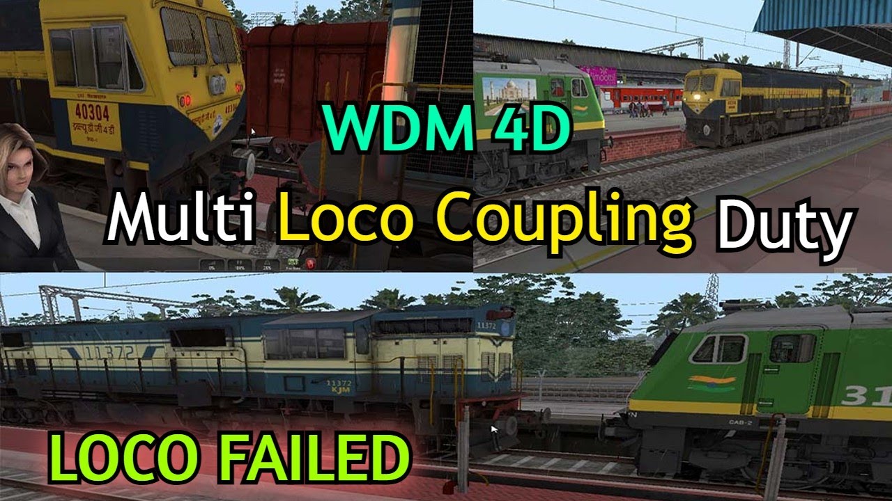 Loco Failed Trains Recue By WDM 4D | Multi Loco Coupling Work With WDM ...