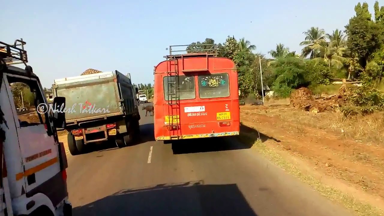 MUMBAI GOA HIGHWAY WORK IN FULL PROGRESS - CHASING MSRTC BUS ON MUMBAI ...