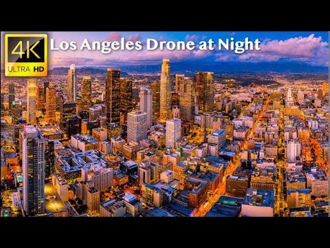 los Angeles / drone view/ landscape / buildings / night view lightings ...