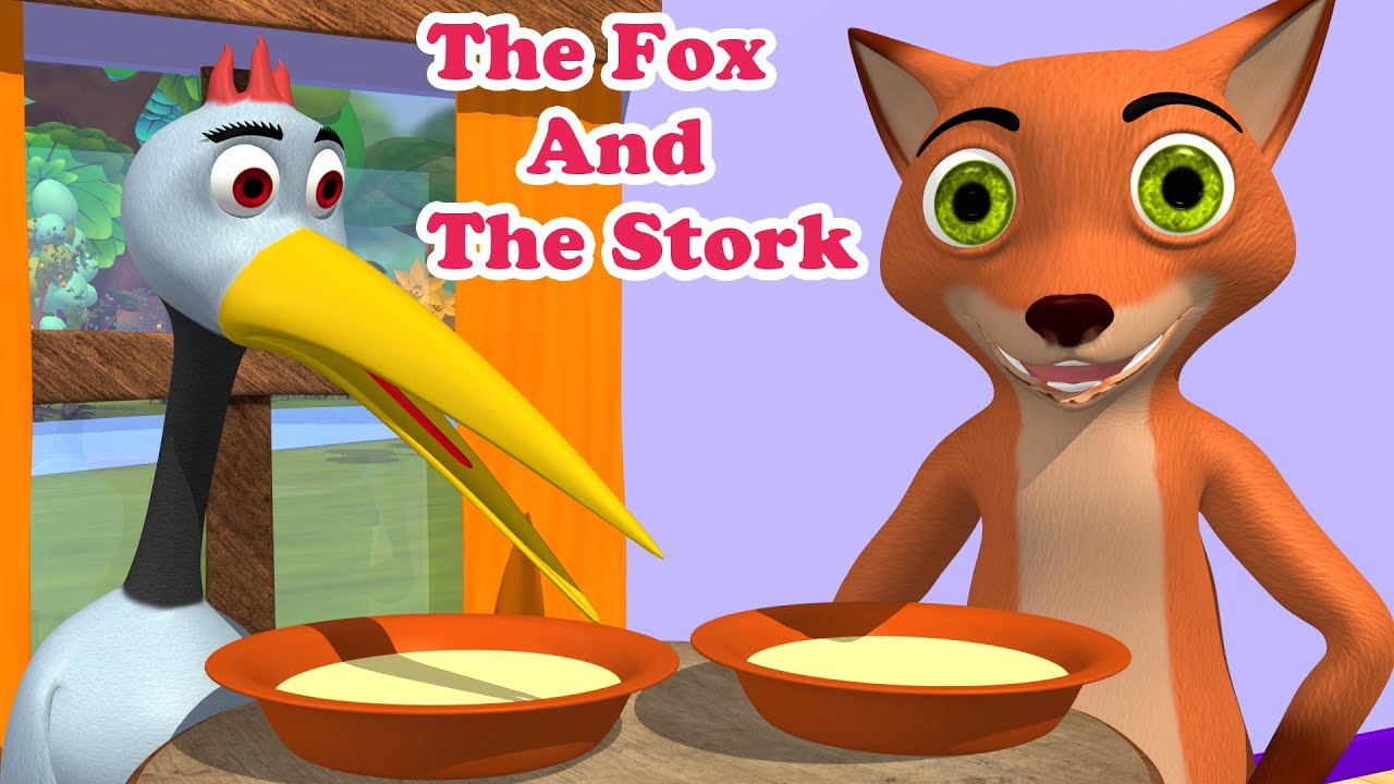 The Fox and the Stork | Best Aesop's Fables | Bedtime story for kids in ...