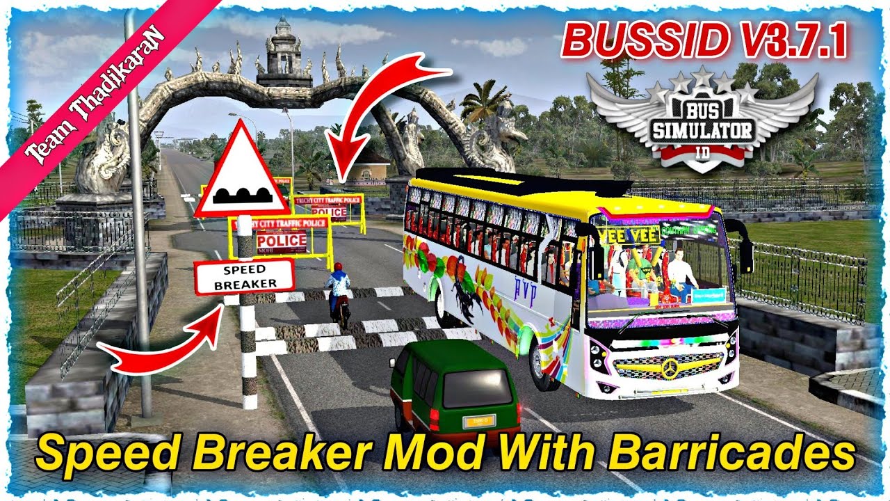 Speed breaker mod || barricades sign board added 💥 bussid v3.7.1 - YouTube