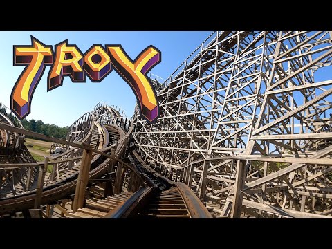 Troy Front Row POV Toverland GCI Wooden Roller Coaster - YouTube