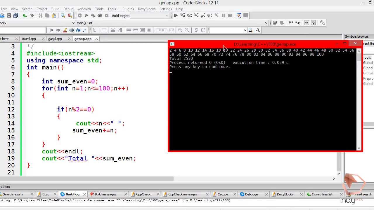 C Example Sum Of Even Integers Between 1 100 YouTube