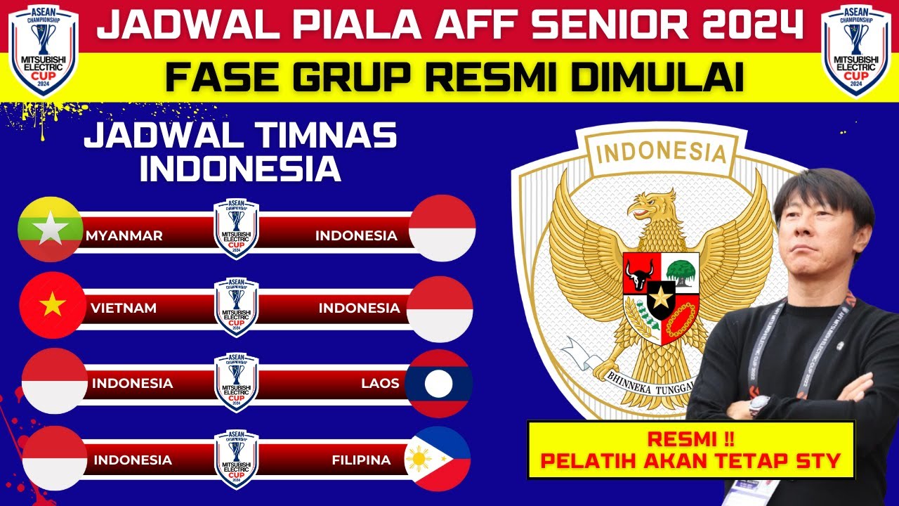RESMI! Jadwal Piala AFF Senior 2024 - Timnas Indonesia vs Vietnam ...