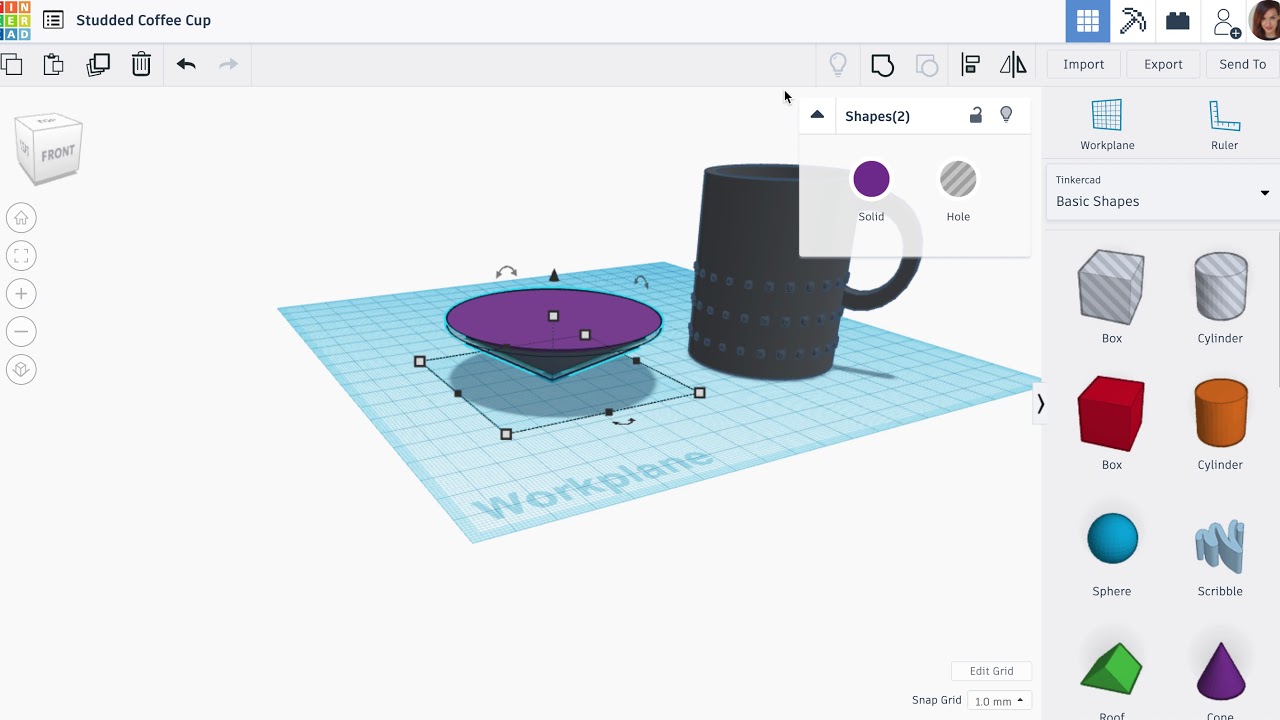 Tinkercad - Making a studded coffee cup and saucer - part 3 - YouTube