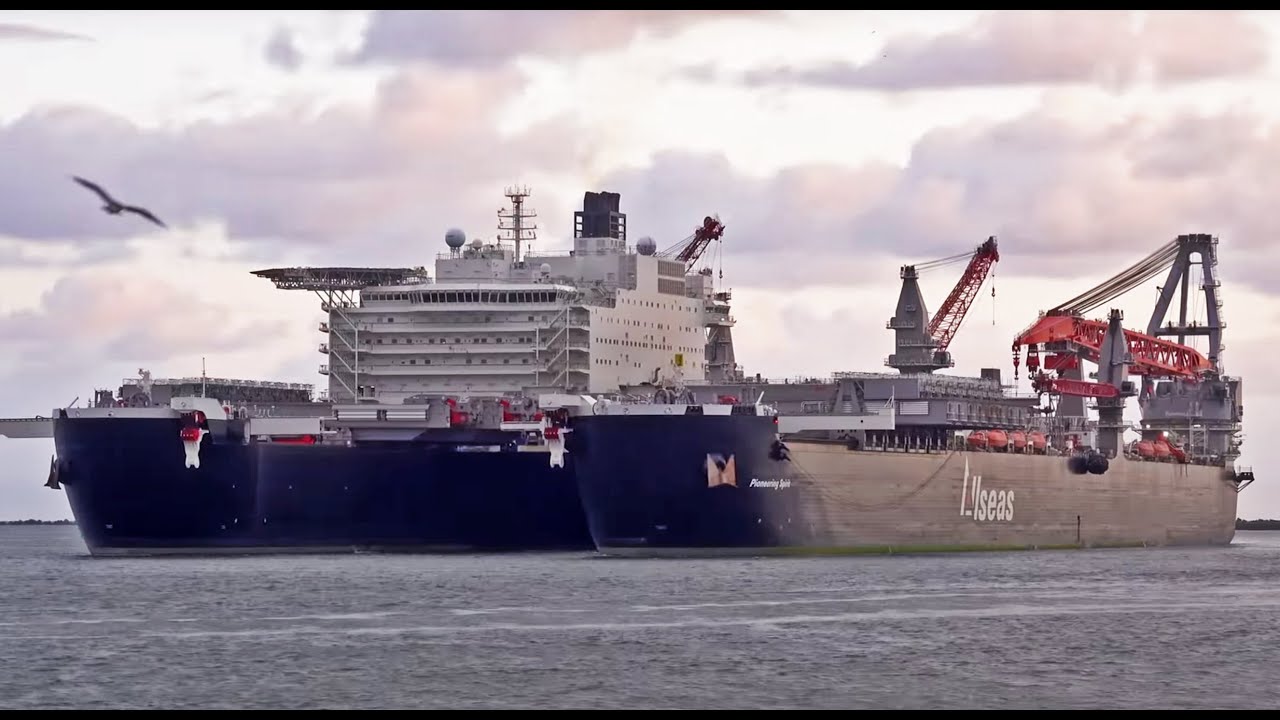 LARGEST CONSTRUCTION SHIP EVER BUILT "PIONEERING SPIRIT" ARRIVES AT ...
