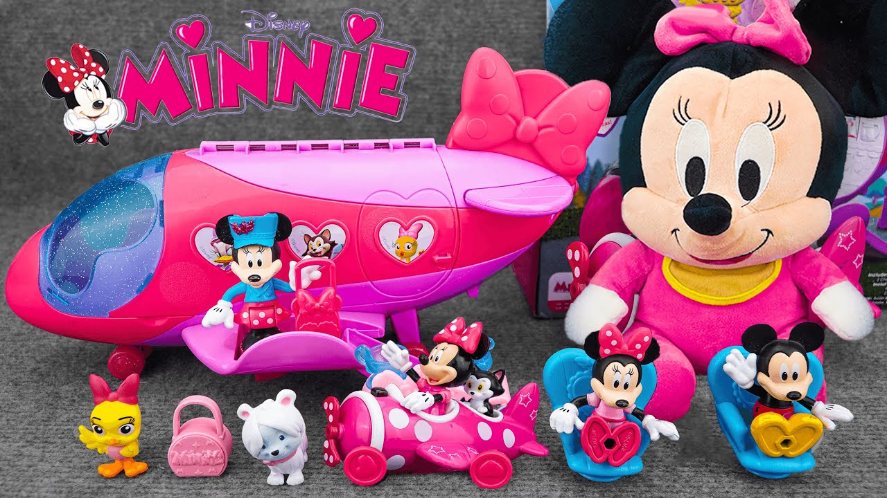 Satisfying with Unboxing Disney Minnie Mouse Cute Pink Airplane Playset ...