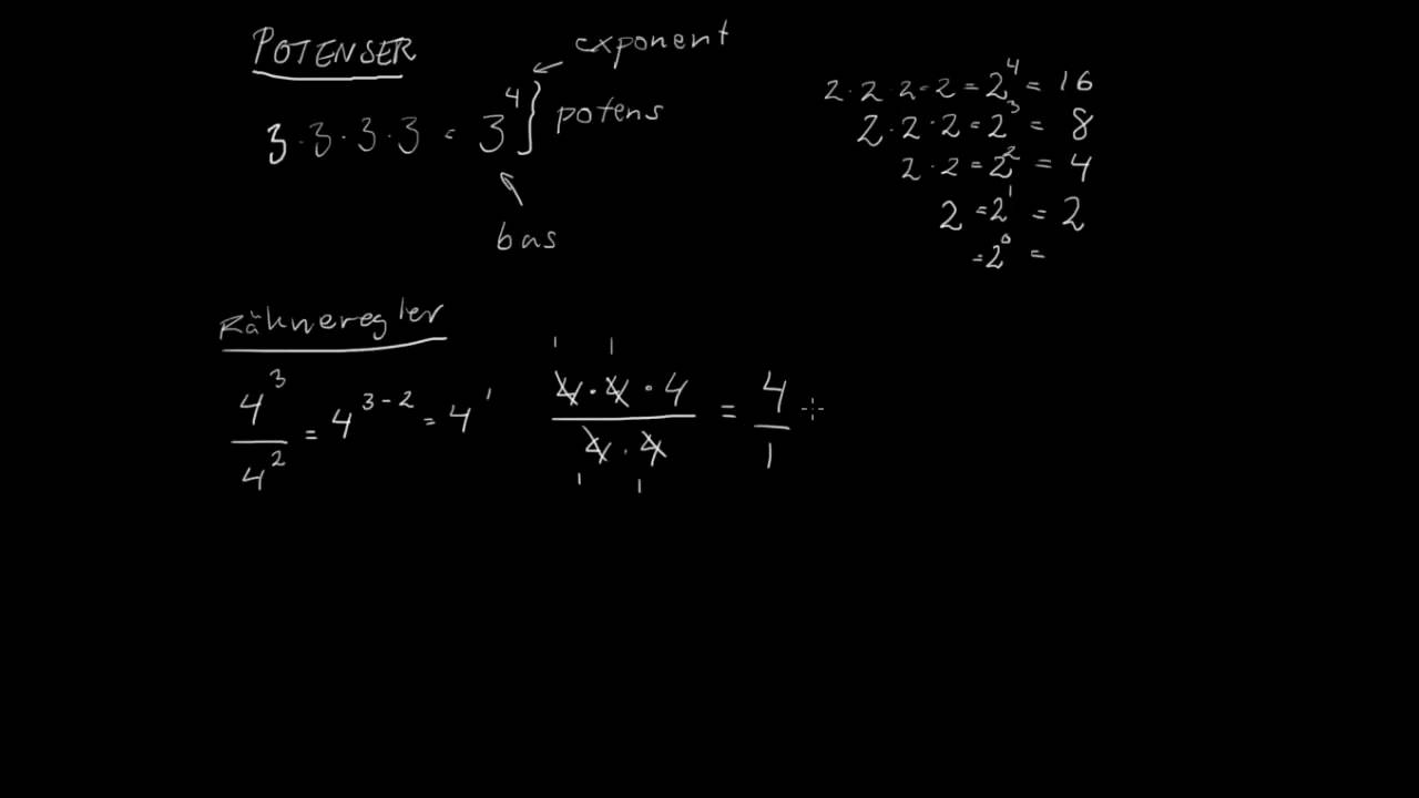 Potenser 1 - Vad är en potens samt räkneregler. - YouTube