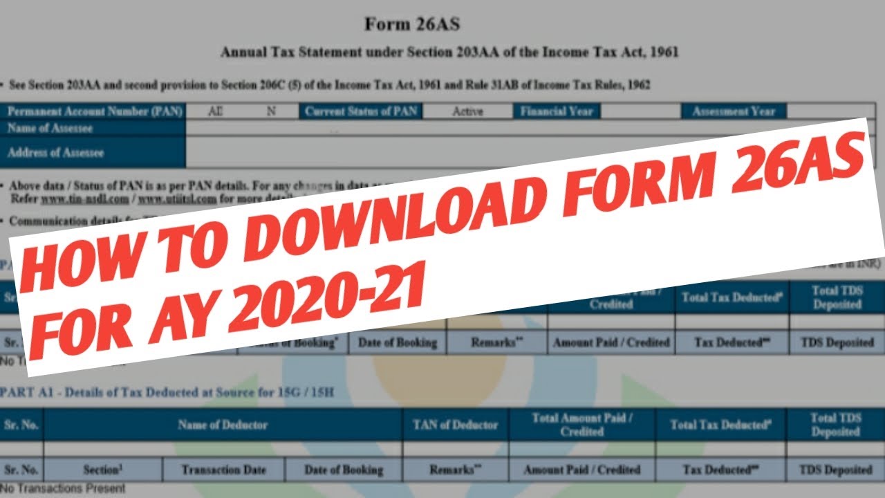 HOW TO DOWNLOAD FORM 26AS FOR AY 2020-21 - YouTube