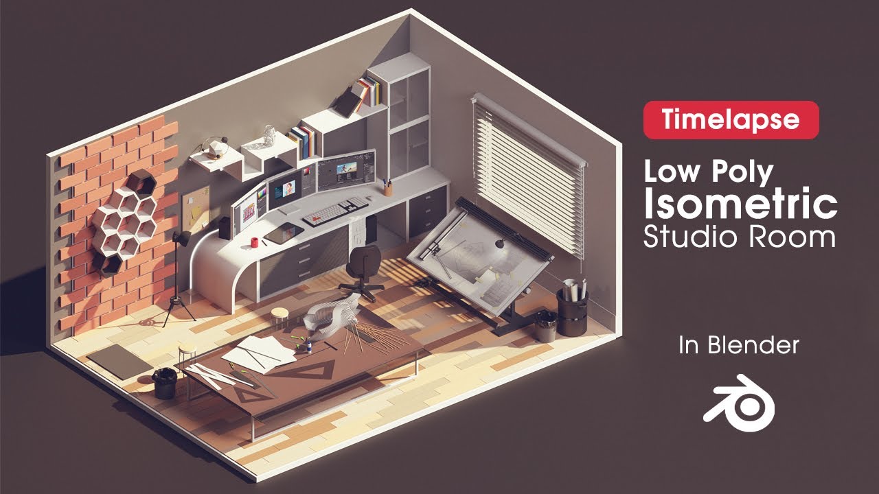 Isometric Studio Room in Blender - 3D Modeling Timelapse - YouTube