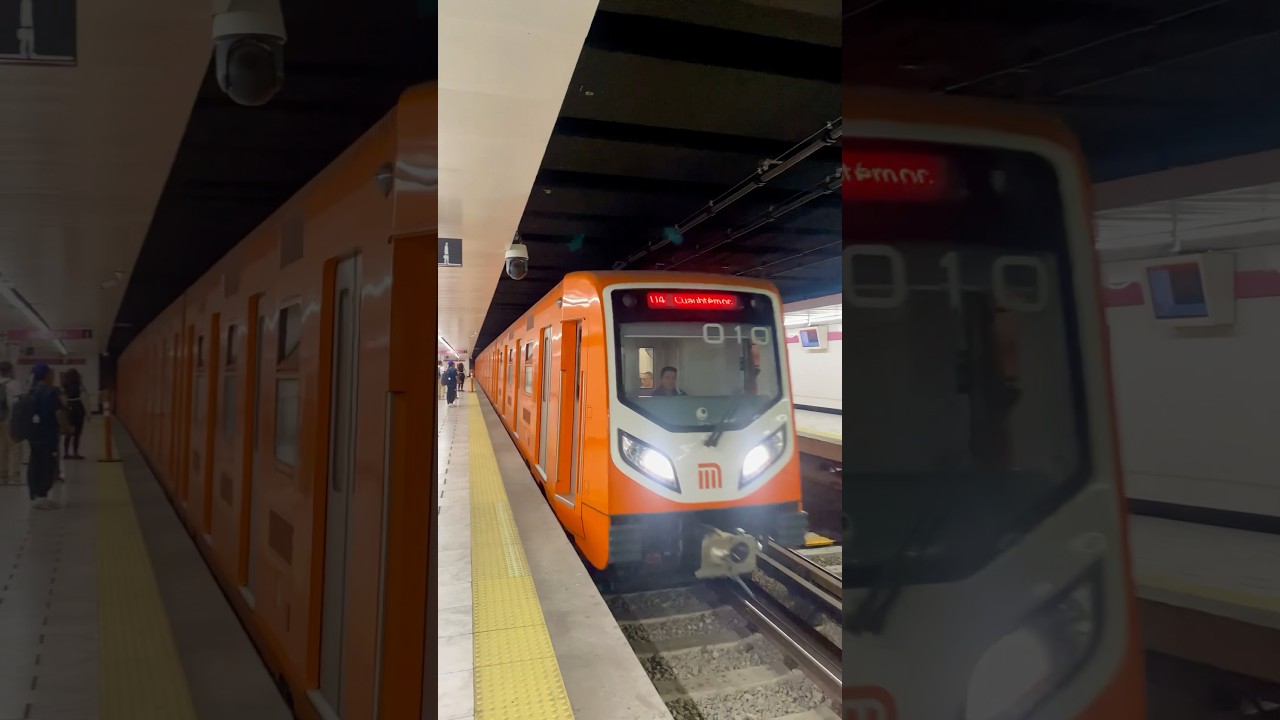 NM-22 entrando a la estación Balbuena de la Nueva Línea 1 del Metro de ...