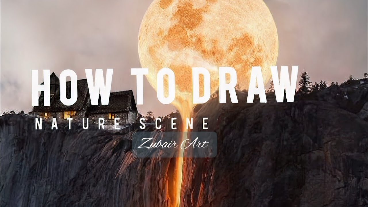 How to draw a Nature scene - Art video - YouTube