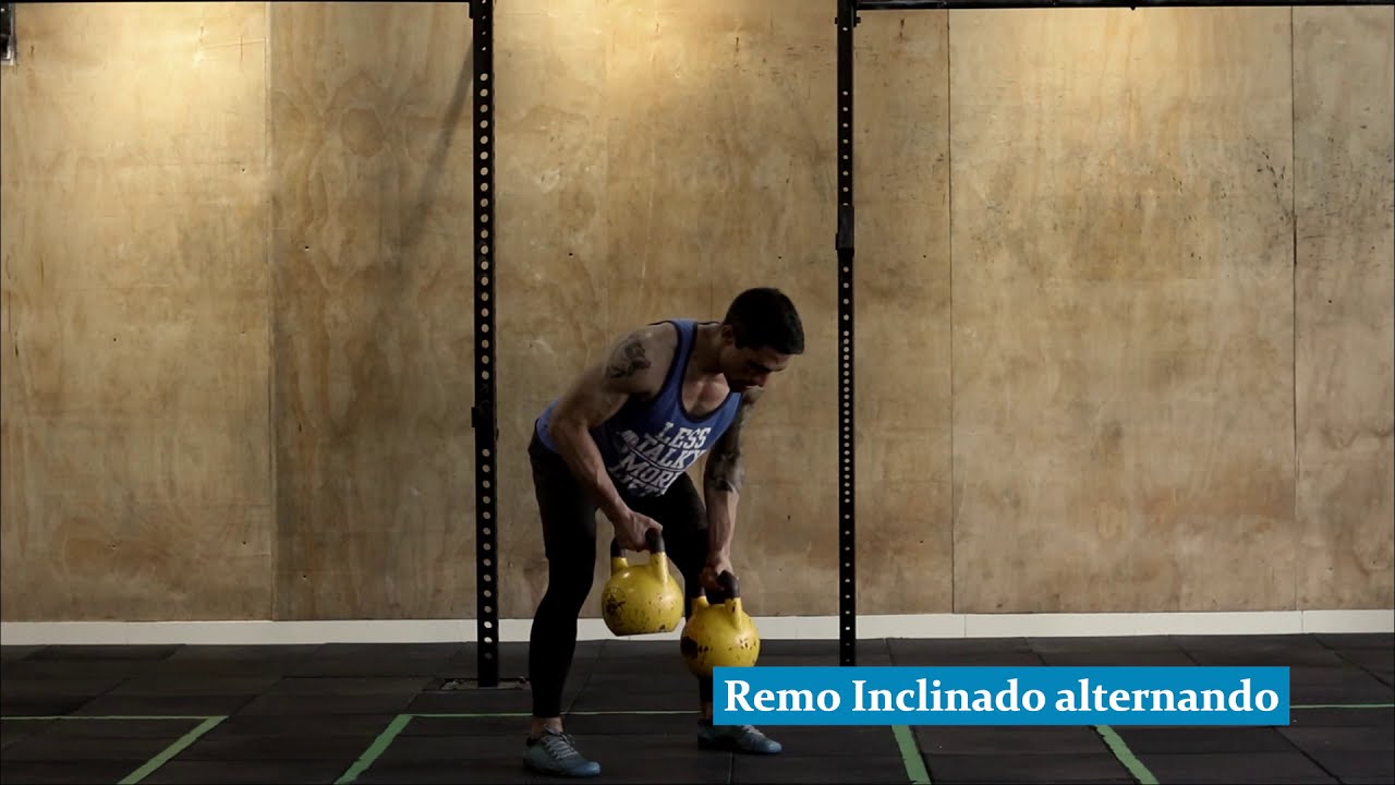 Remo inclinado alternando con Kettlebell / Alternating Kettlebell Bent ...