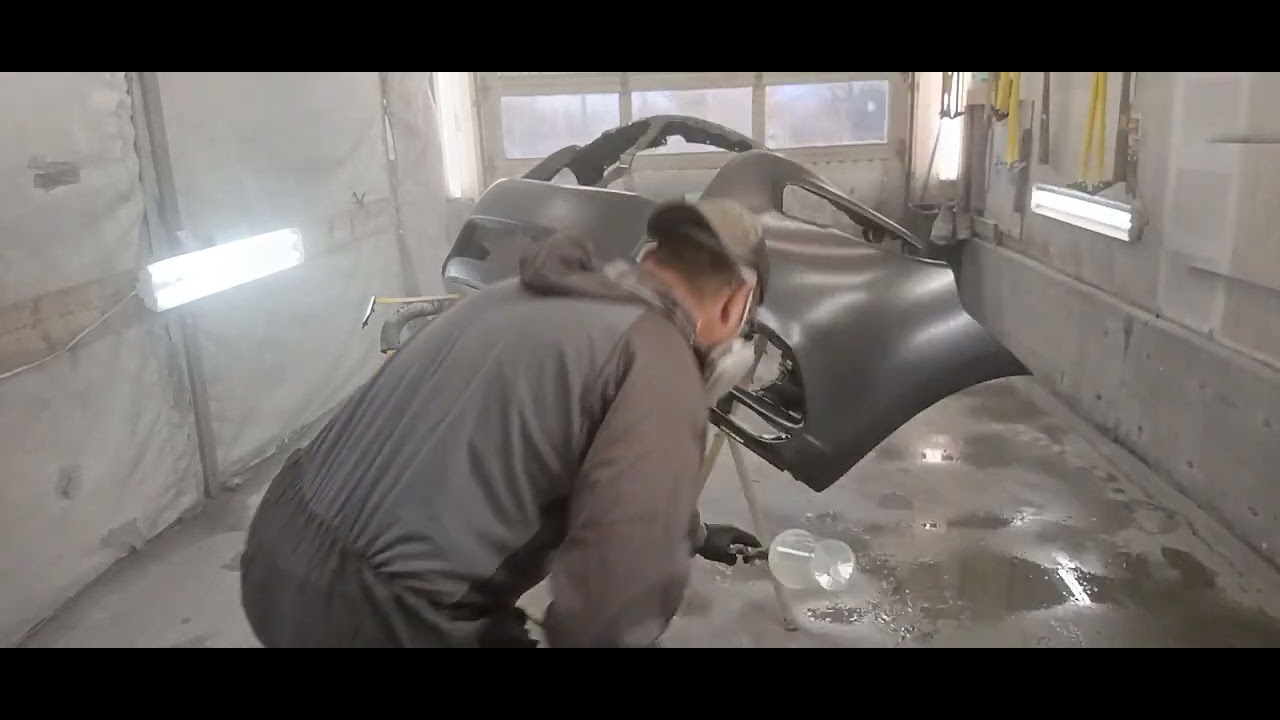 Spraying a bumper assembly - YouTube
