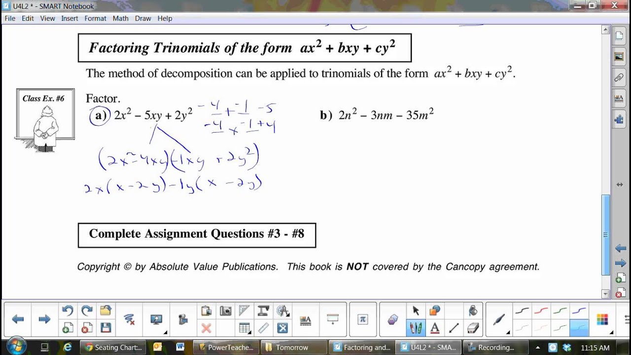 U4L2 Factoring Trinomials of the form ax^2 + bx + c - YouTube