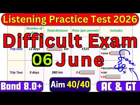 HARD EXAM FOR 06 June 2026 IELTS LISTENING TEST 2026 WITH ANSWERS | HARD IELTS EXAM