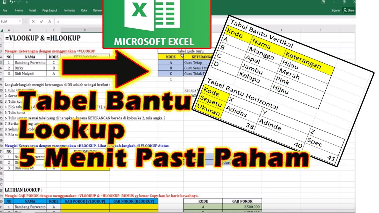 Tabel Bantu Lookup pada SpreadSheet atau Excel || Ms Excel Lookup ...