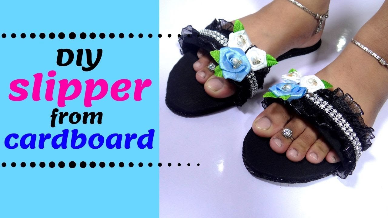 👉🥿👡Today I Made a CUTE DIY HOME SLIPPERS at home using CardBoard🥿👡👈 ...