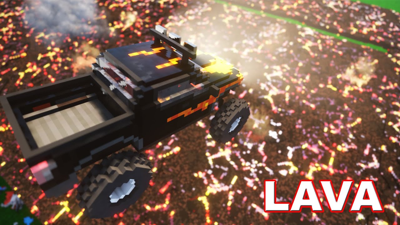Hacked cars Jumping into Lava lake Realistic Physics - YouTube