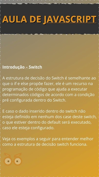 👉 Javascript Introdução Switch Com Case E Default Seja Coder 👍