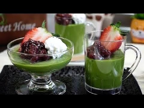 No egg Matcha Milk Pudding - YouTube