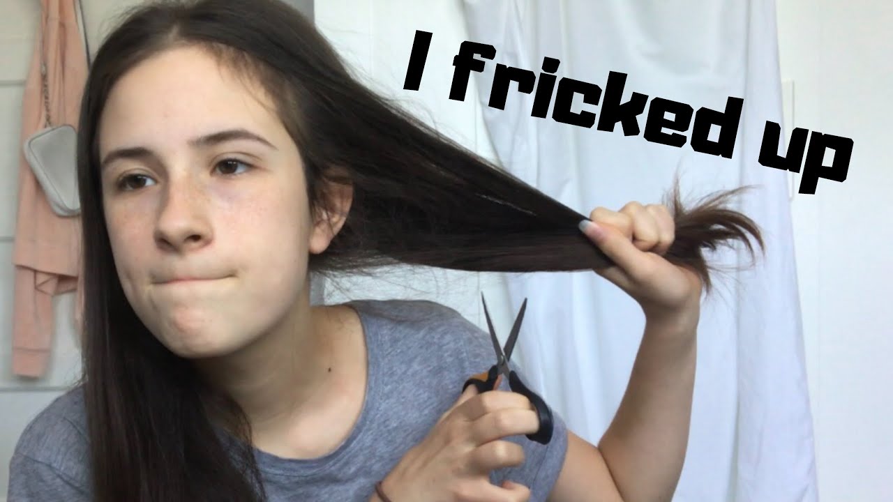 CUTTING MY OWN BANGS *fail* - YouTube