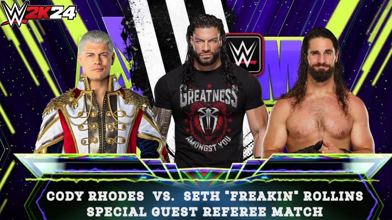 WWE 2K24 - Cody Rhodes vs Seth Rollins: Special Guest Referee Roman ...